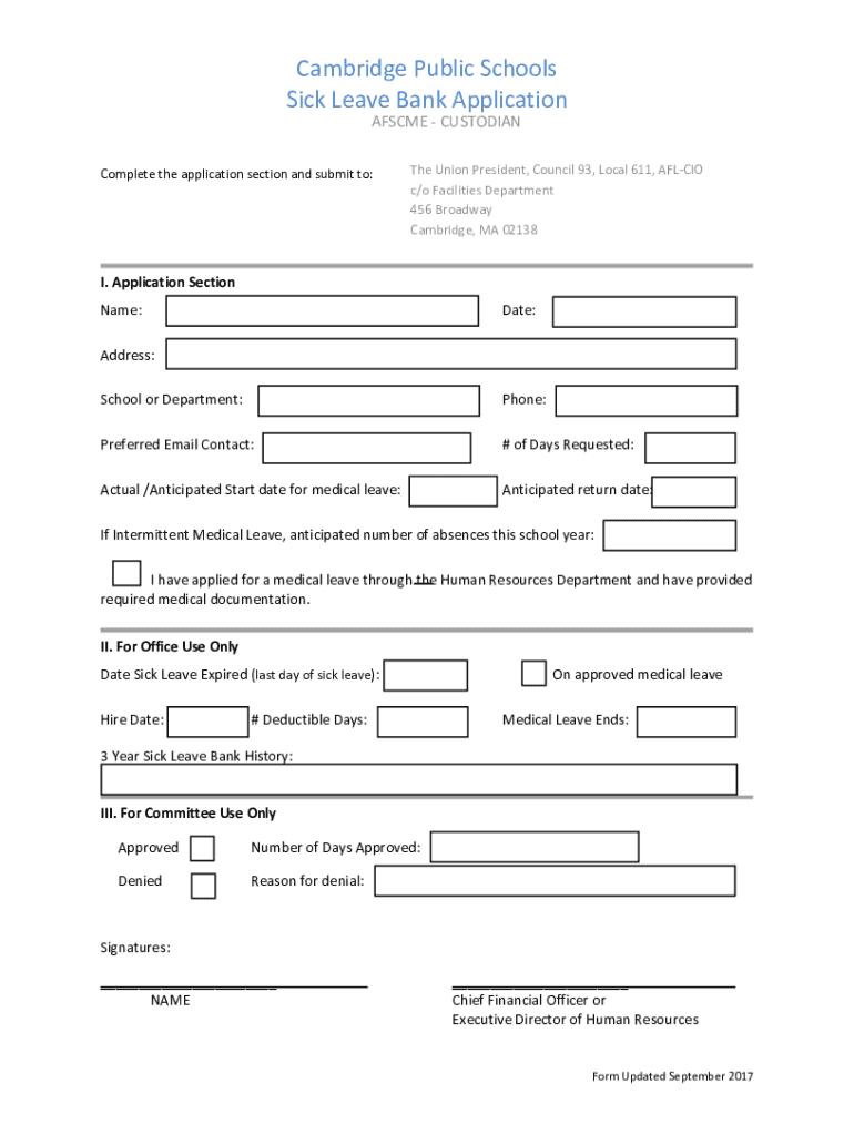 Fillable Online Sick Leave Bank Request Application Fax Email Print - pdfFiller