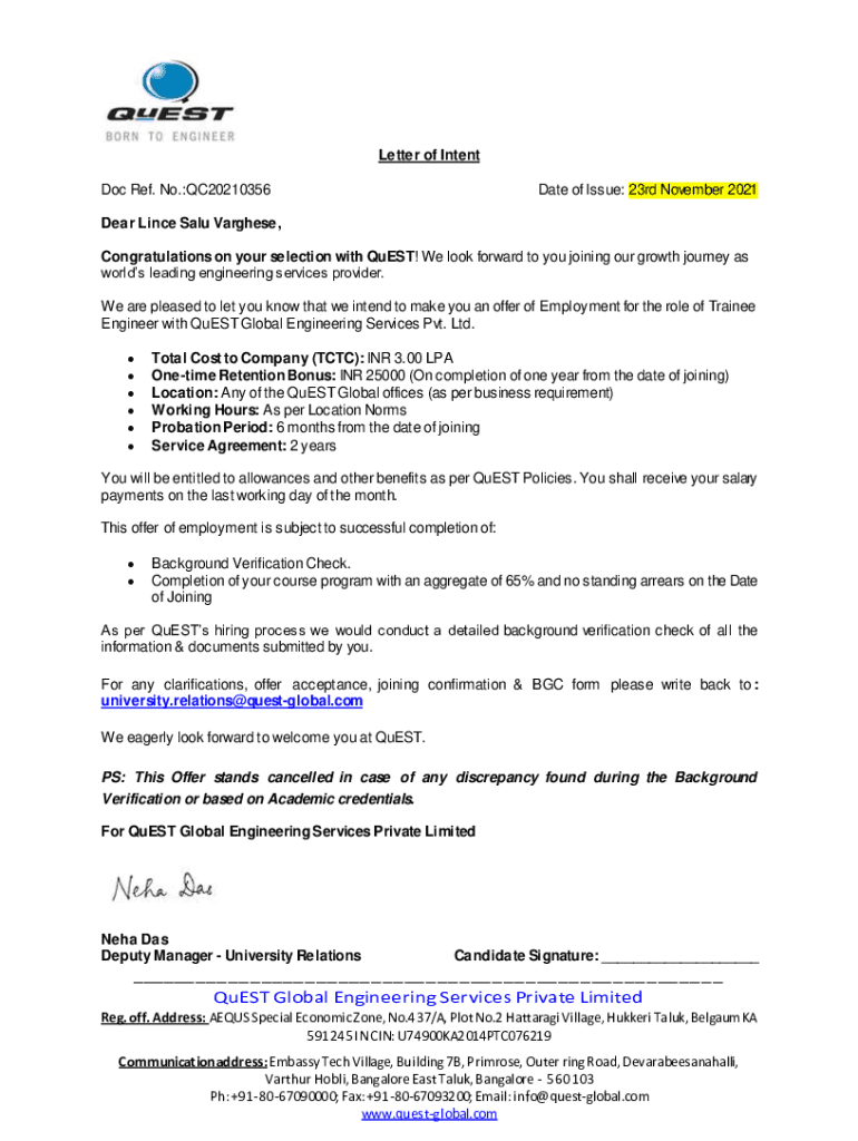 Fillable Online Letter of Intent: Template & Writing Guide (With Examples) Fax Email Print ...