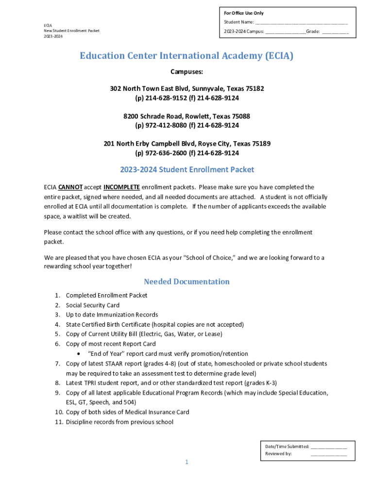 Fillable Online Education Center International Academy (ECIA) Fax Email Print - pdfFiller