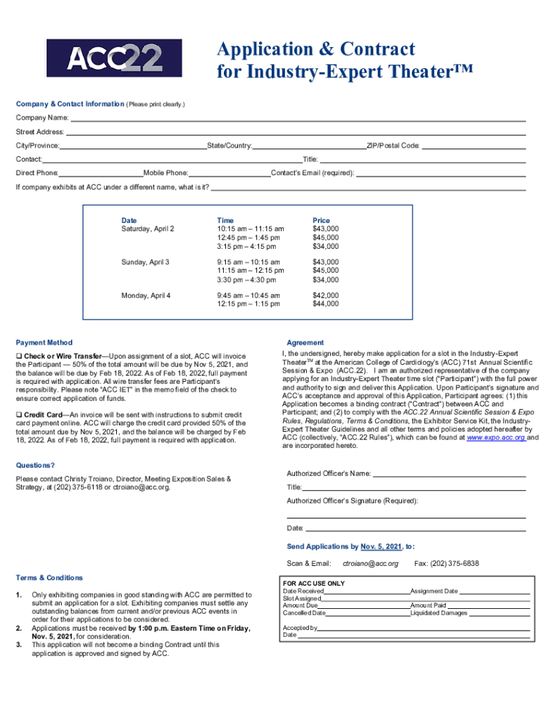 Fillable Online If company exhibits at ACC under a different name, what ...