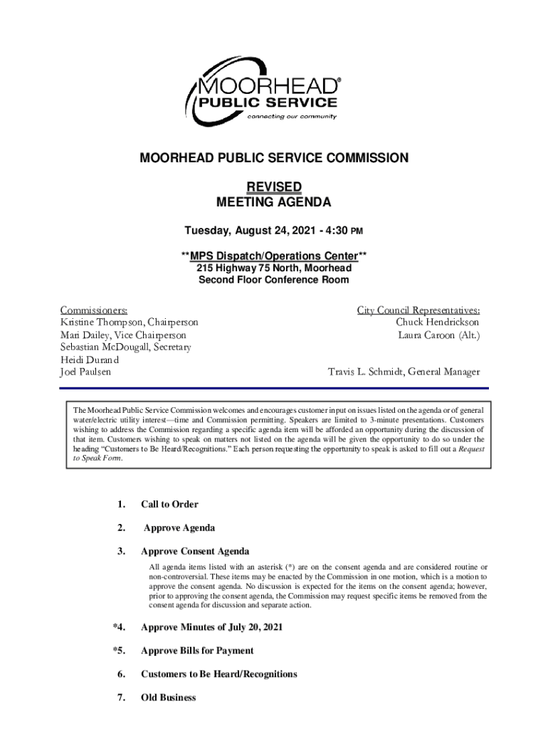Fillable Online MOORHEAD PUBLIC SERVICE COMMISSION REVISED ... Fax ...