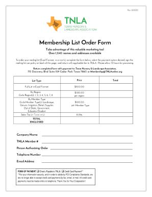 Fillable Online Membership List Order Form Fax Email Print - pdfFiller