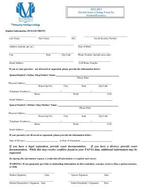 Fillable Online 20222023 Parent marital status verificationTuitionASU ...
