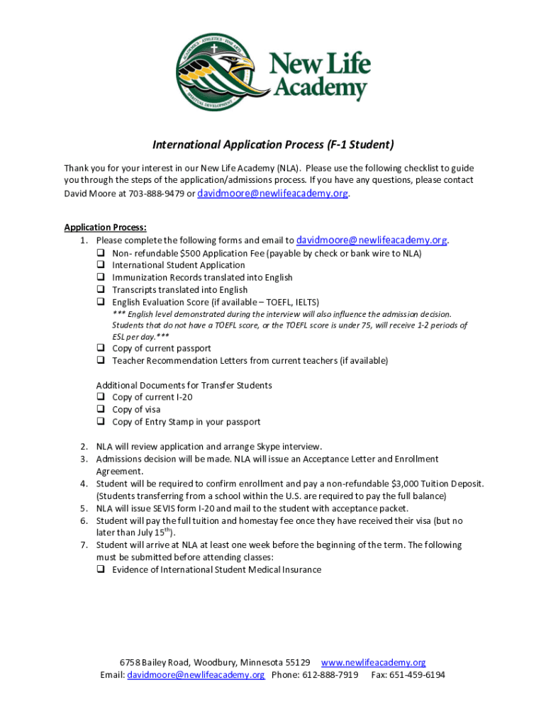 Fillable Online International Application Process (F-1 Student) Fax ...