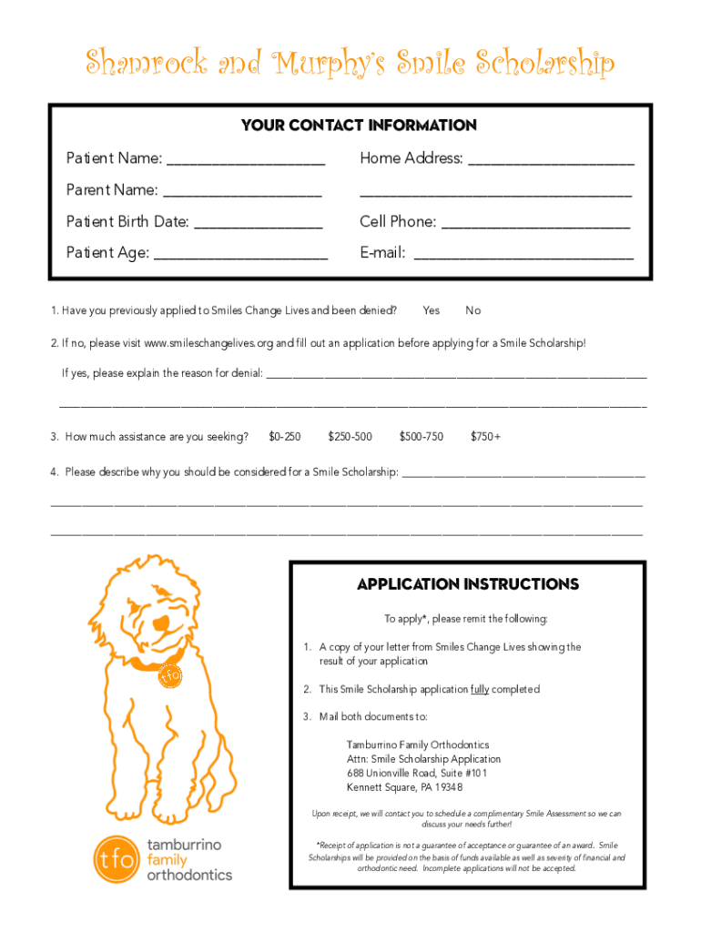 Fillable Online Smile Scholarship Application.key Fax Email Print ...