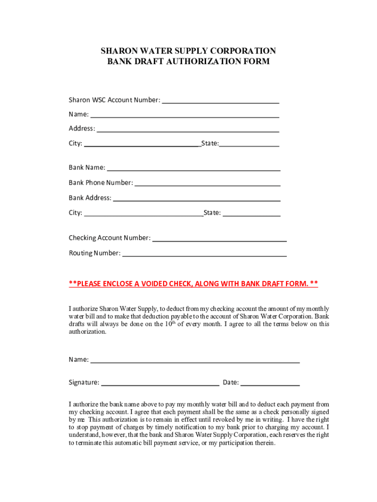 Fillable Online BANK DRAFT FORM Fax Email Print - pdfFiller