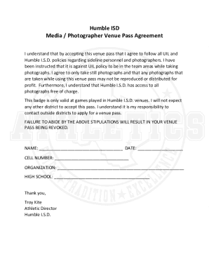 Fillable Online Athletics / Media Access/Request for Humble ISD Venues ...