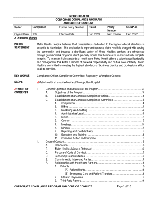 Fillable Online Corporate Compliance Program and Code of Conduct Fax ...