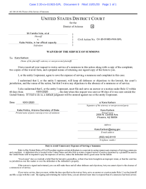 Fillable Online AO 398 - Notice of a Lawsuit and Request to Waive ...