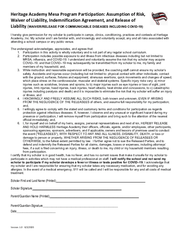 Fillable Online assumed risk and waiver of liability relating to ...