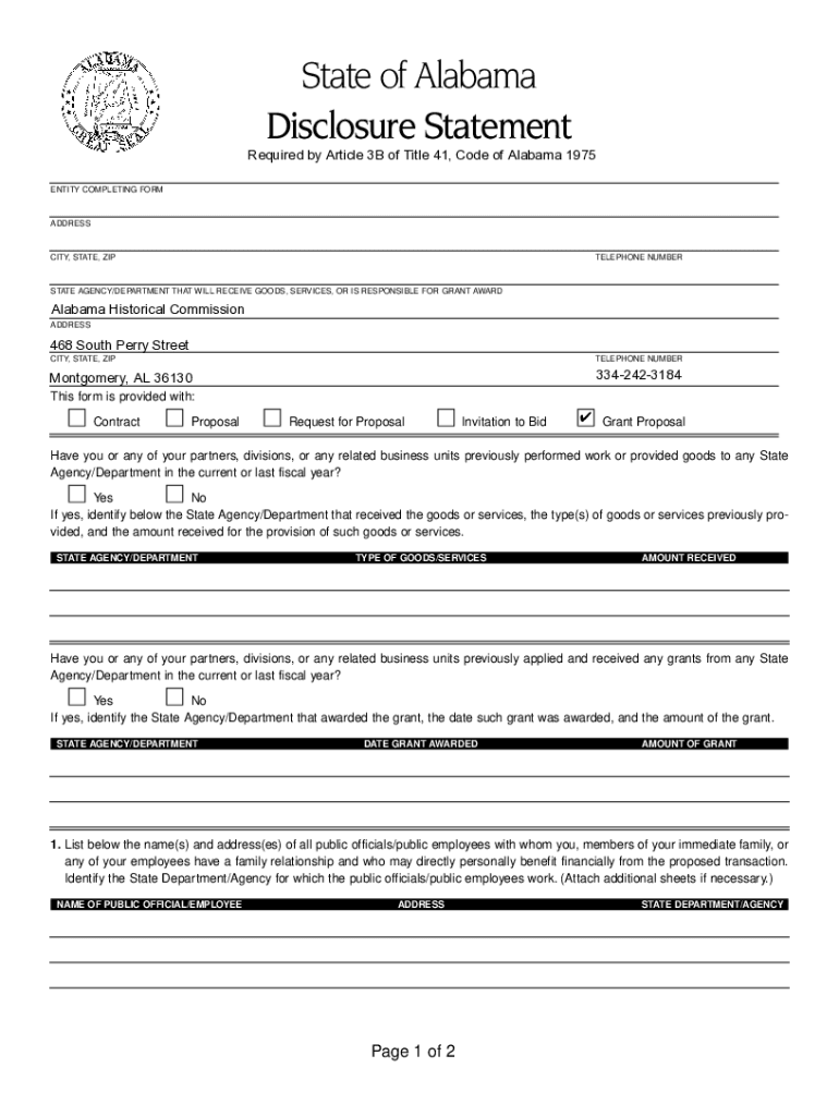 Fillable Online Filing of disclosure statement; public records, Ala ...