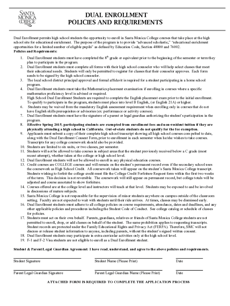 Fillable Online Dual Enrollment/Early College Application Process Fax Email Print - pdfFiller