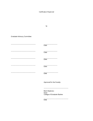 Fillable Online Certificate of Approval by Graduate Advisory Committee ...