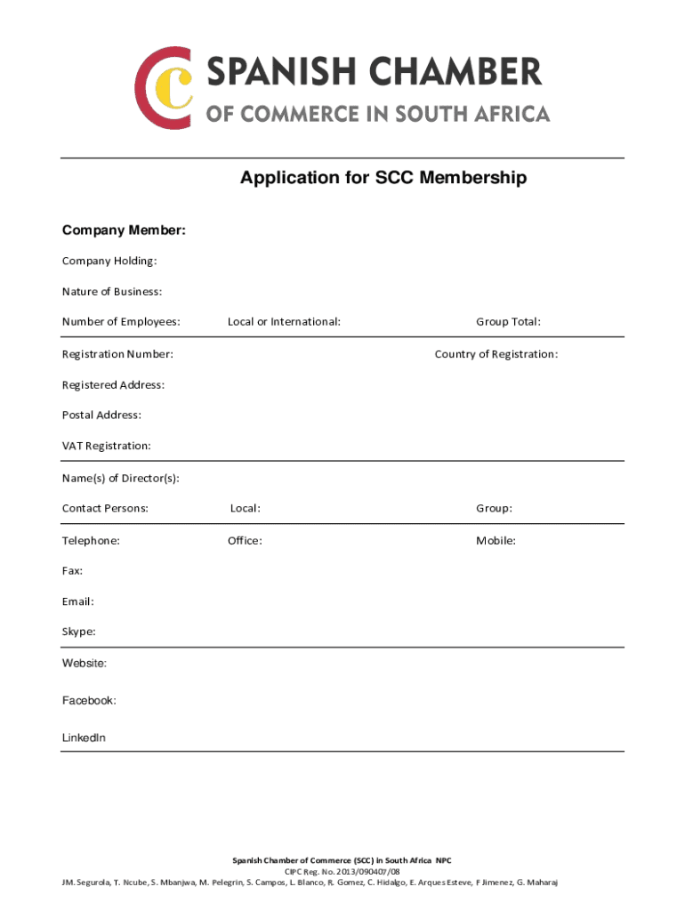 Fillable Online Application for SCC Membership Fax Email Print - pdfFiller