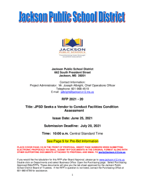 Fillable Online RFP 2021-20 JPSD Seeks a Vendor to Conduct Facilities ...