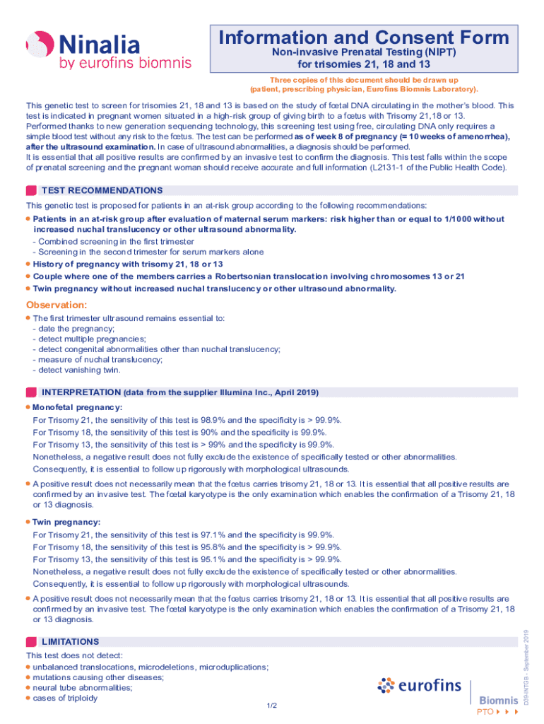 Fillable Online Test Request and Patient Consent Form Fax Email Print ...