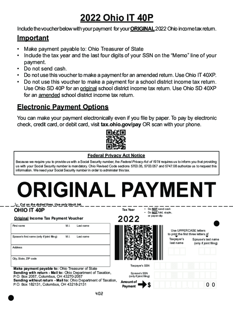 Fillable Online tax ohio ORIGINAL PAYMENT - Ohio Department of Taxation ...
