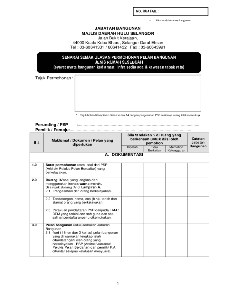 Fillable Online Borang permohonan pelan jalan dan parit - sectichka.com ...