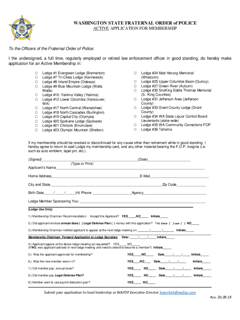 Fillable Online WASHINGTON STATE FRATERNAL ORDER of POLICE Fax Email ...
