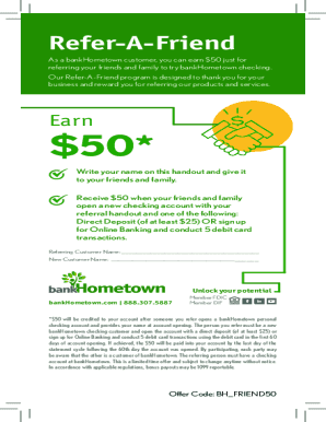 Fillable Online Refer a Friend - Bank Account Referral Bonus Fax Email ...