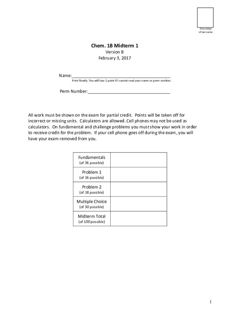 Fillable Online people chem ucsb S22 Chem 1B 3PM Exam 1 Form B blank with answers at ... Fax ...
