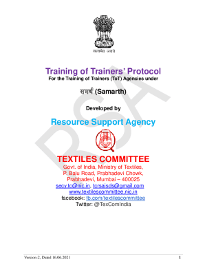 Fillable Online textilescommittee nic Protocol for Online Training of ...