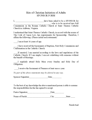 Fillable Online RCIA Godparent Sponsor Form.docx Fax Email Print ...