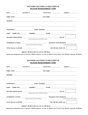 Fillable Online SCWS Mileage Form-1.docx Fax Email Print - pdfFiller