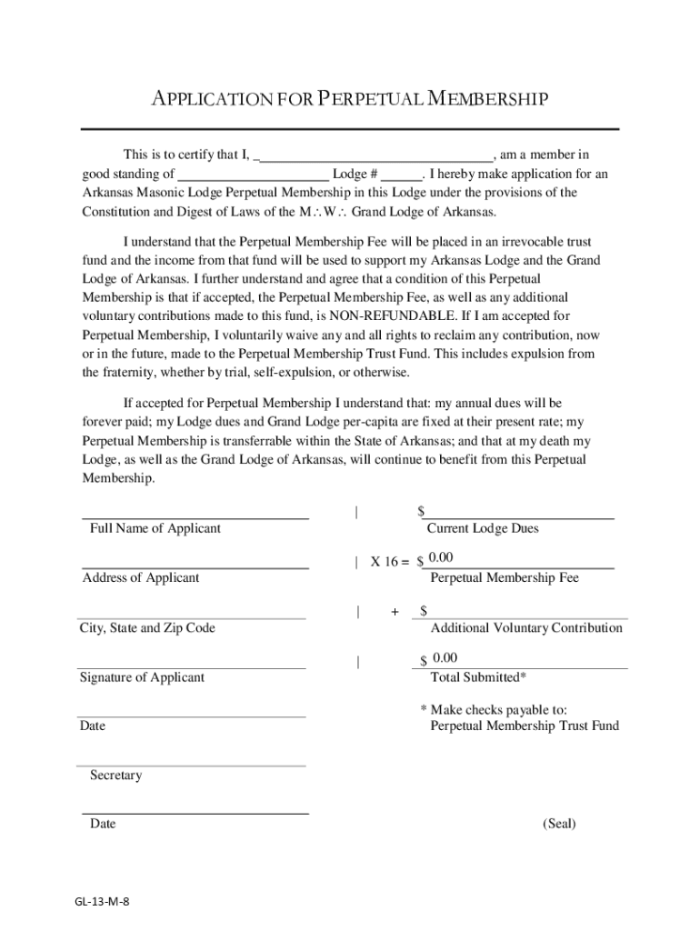 Fillable Online Prepaid Perpetual Life Membership & Memorial Membership ...