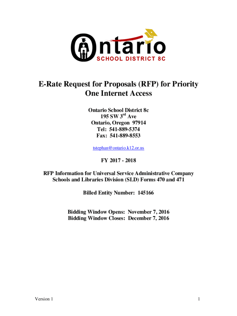 Fillable Online E-Rate Request for Proposals (RFP) for Priority One ...