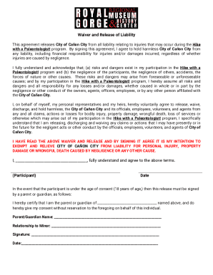 Fillable Online Release of Liability, Waiver of Claims and Personal ...