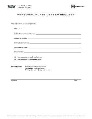 Fillable Online Personal Plate Request Fax Email Print - pdfFiller