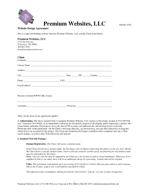 Fillable Online Free Web Design Agreement Template (2023 Contract) Fax ...