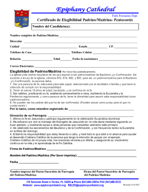 Completable En línea Certificado de Elegibilidad Padrino/Madrina Fax Email Imprimir - pdfFiller
