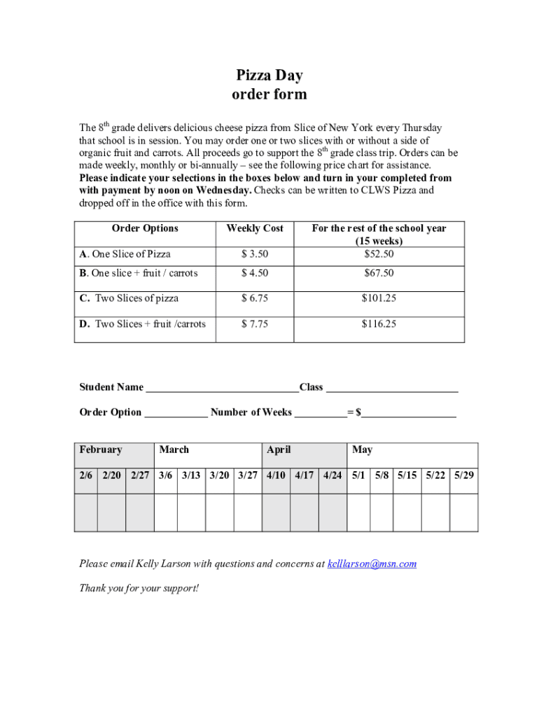 Fillable Online A Slice above PizzaDelicious Pizzas at Your Service ...