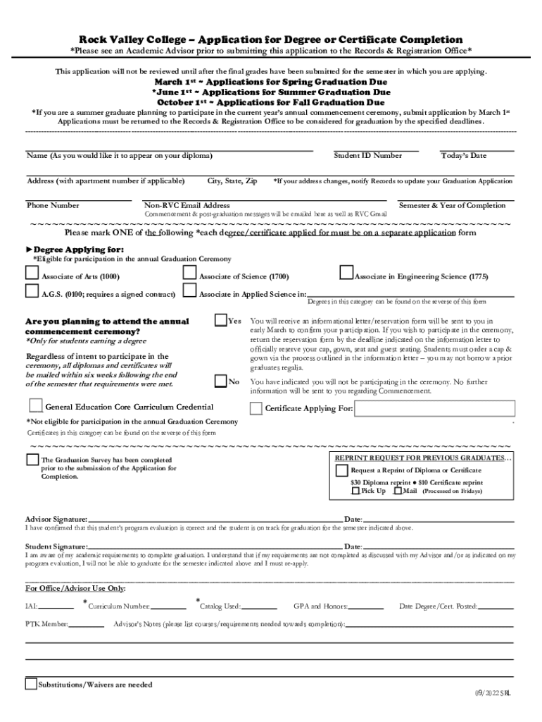 Fillable Online Application for Degree or Certificate Completion Fax ...