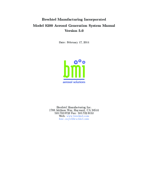 Fillable Online Brechtel Manufacturing Incorporated Model 9200 Aerosol ...