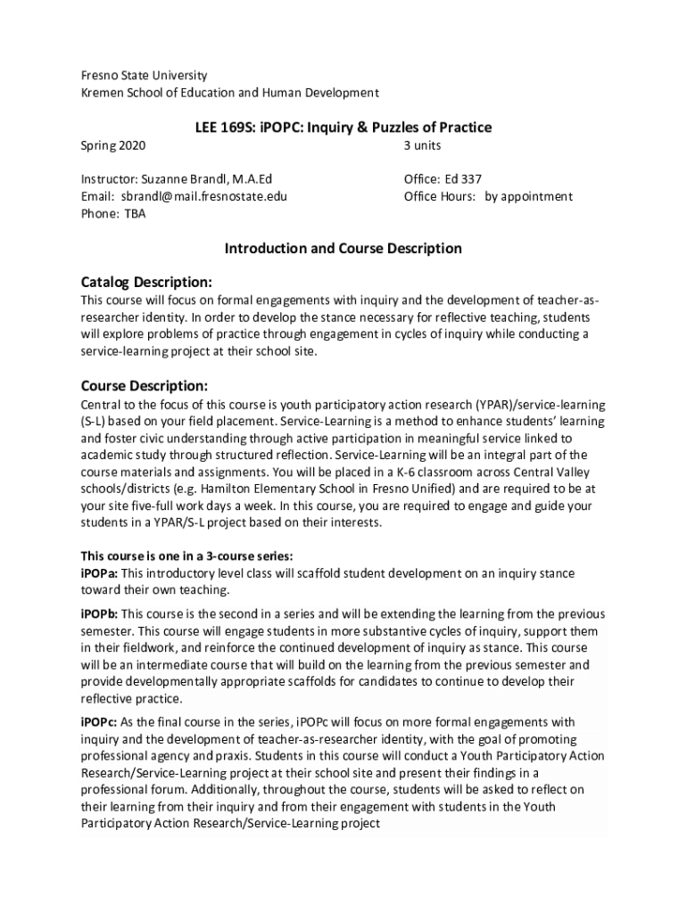 Fillable Online Kremen School of Education and Human ... - Fresno State ...