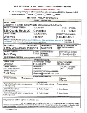 Fillable Online msw, industrial or ash landfill annual/quarterly report ...