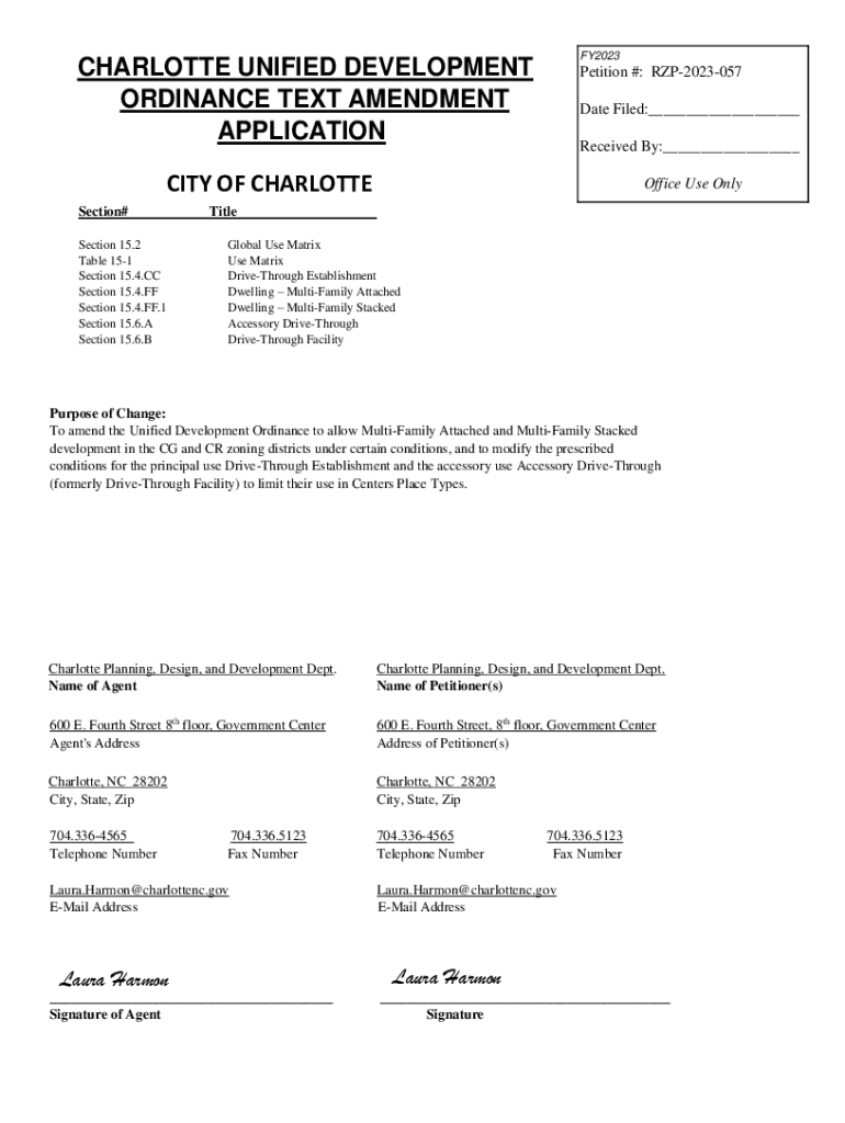 Fillable Online Charlotte's Unified Development Ordinance (UDO ...