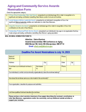 Fillable Online Nominate an Award Recipient Fax Email Print - pdfFiller