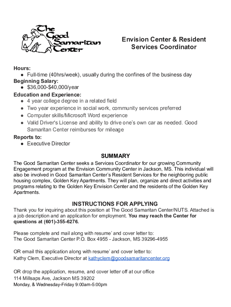 Fillable Online Envision Center and Resident Service Coordinator Fax ...