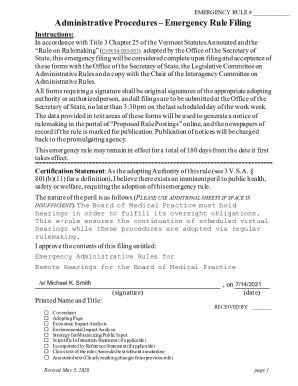 Fillable Online EMERGENCY RULE # Fax Email Print - pdfFiller