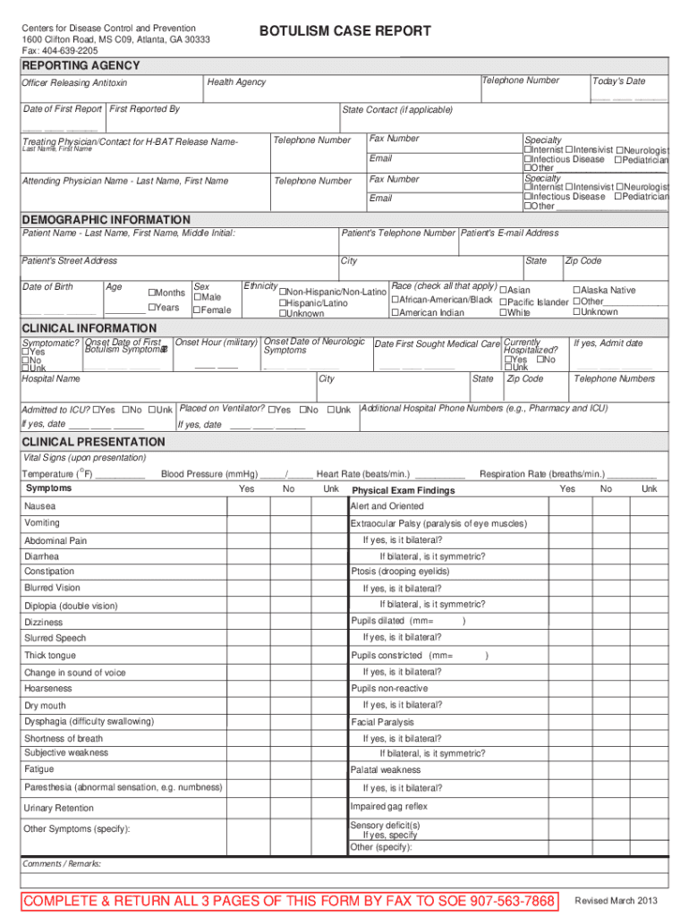 Fillable Online BAT (Botulism Antitoxin Heptavalent (A, B, C, D, E, F, G) Fax Email Print ...