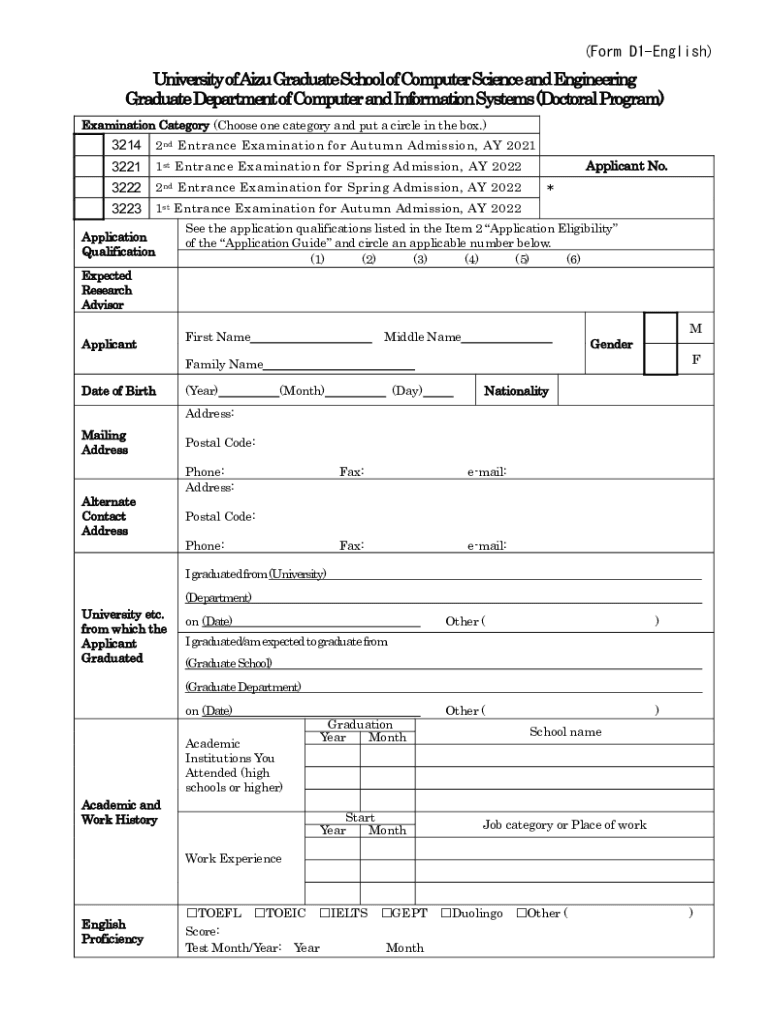 Fillable Online u-aizu ac Graduate - Department of Computer Science ... Fax Email Print - pdfFiller