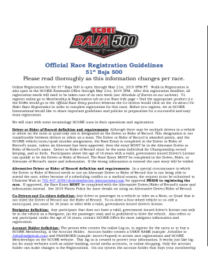 Fillable Online Official Race Registration Guidelines Fax Email Print ...