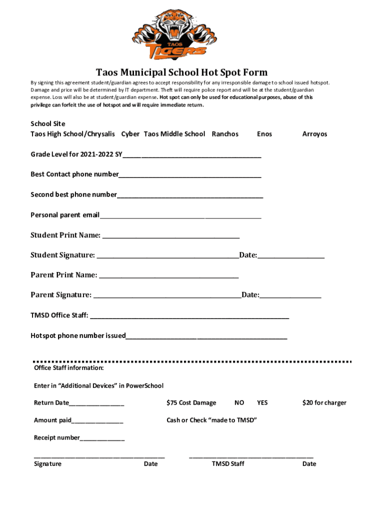 Fillable Online Hotspot Agreement Form Fax Email Print - pdfFiller
