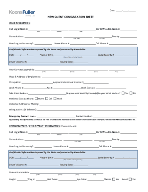 Fillable Online NEW CLIENT CONSULTATION SHEET Fax Email Print - pdfFiller