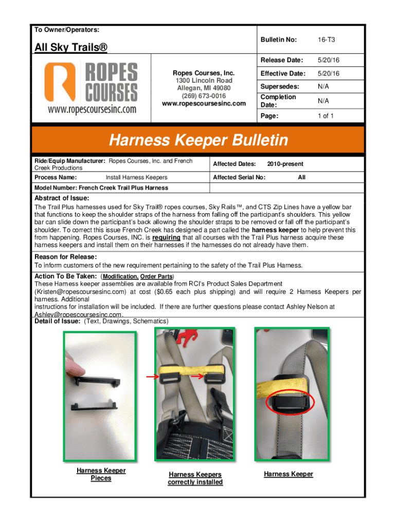 Fillable Online Harness Keeper Bulletin Fax Email Print - pdfFiller