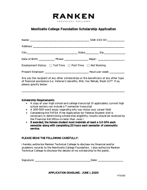 Fillable Online Monticello College Foundation - Scholarship Central Fax Email Print - pdfFiller
